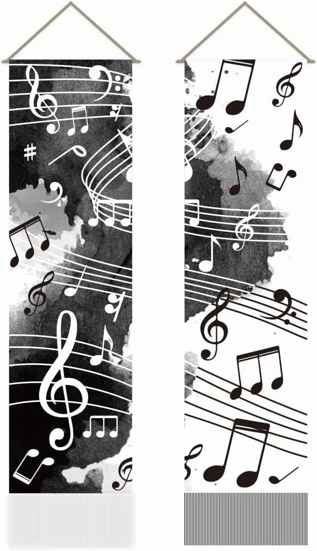 2Pcs Music Notes Tapestry Rock Music Long Vertical Tapestry Wall ...