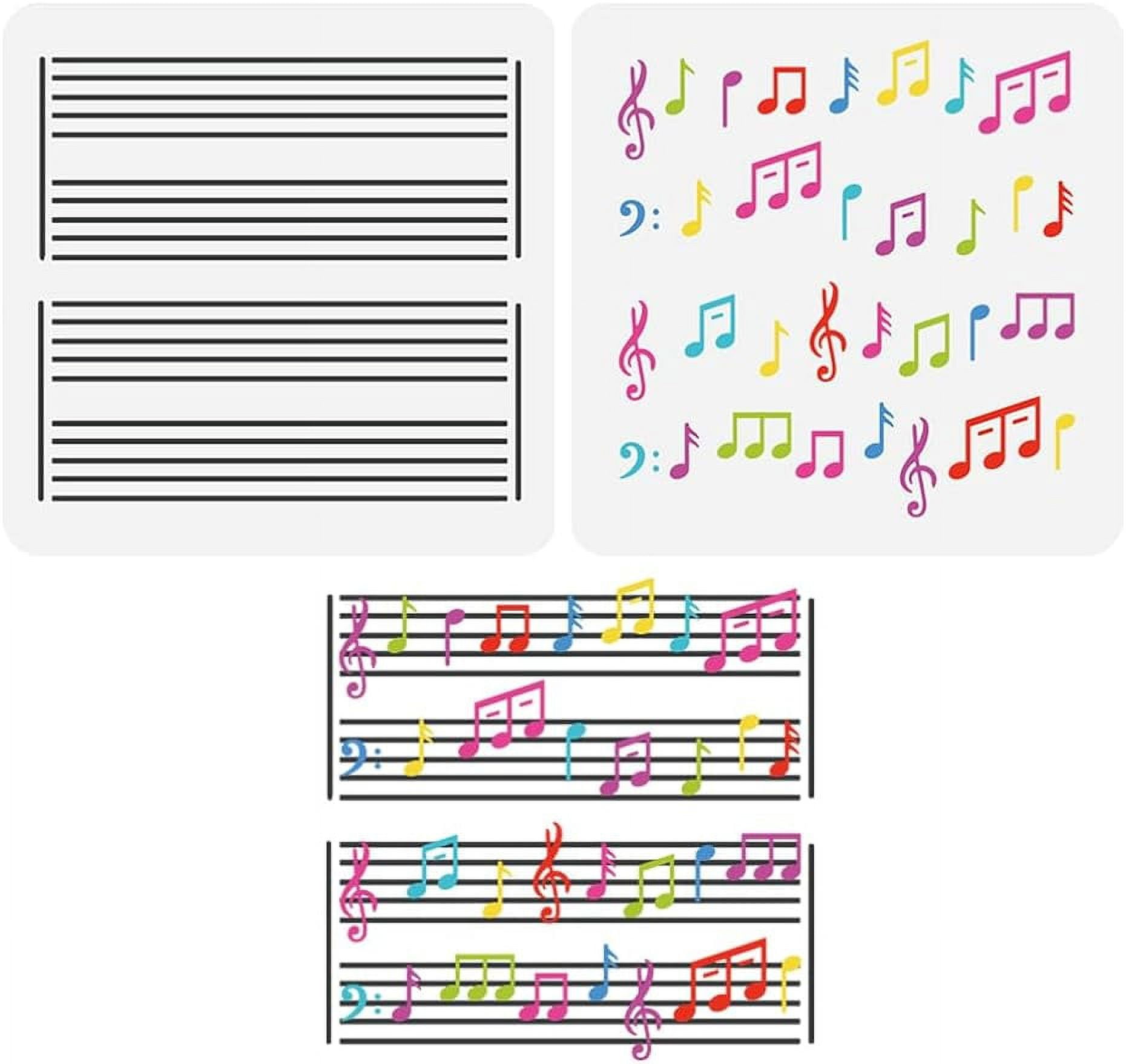 2Pcs Music Painting Stencil Reusable Layered Music Notes Pattern ...