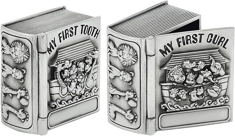 2Pcs My First Curl and My First Tooth Keepsake Box Antique Silver Tooth ...