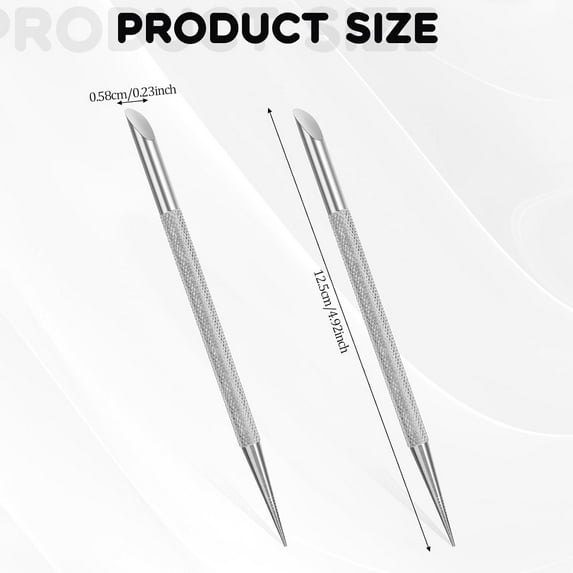 2Pcs Nail Cleaning Cuticle Stick Stainless Steel Cuticle Pusher Remover ...