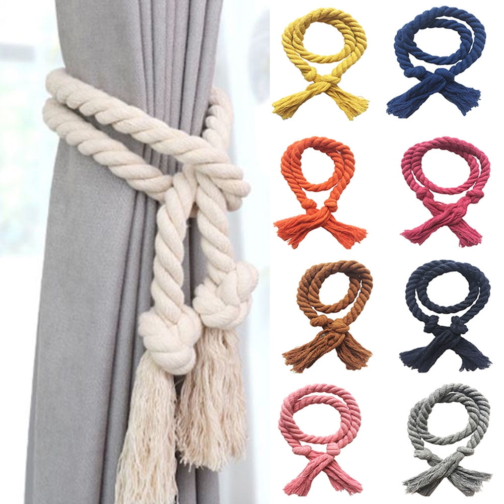 2Pcs Natural Cotton Rope Curtain Tiebacks Home Decor Drape Tie Backs ...