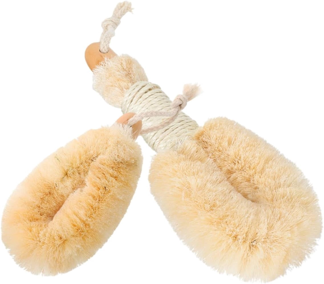2Pcs Natural Sisal Body Brush Set Exfoliating Shower Scrubber for Dry ...