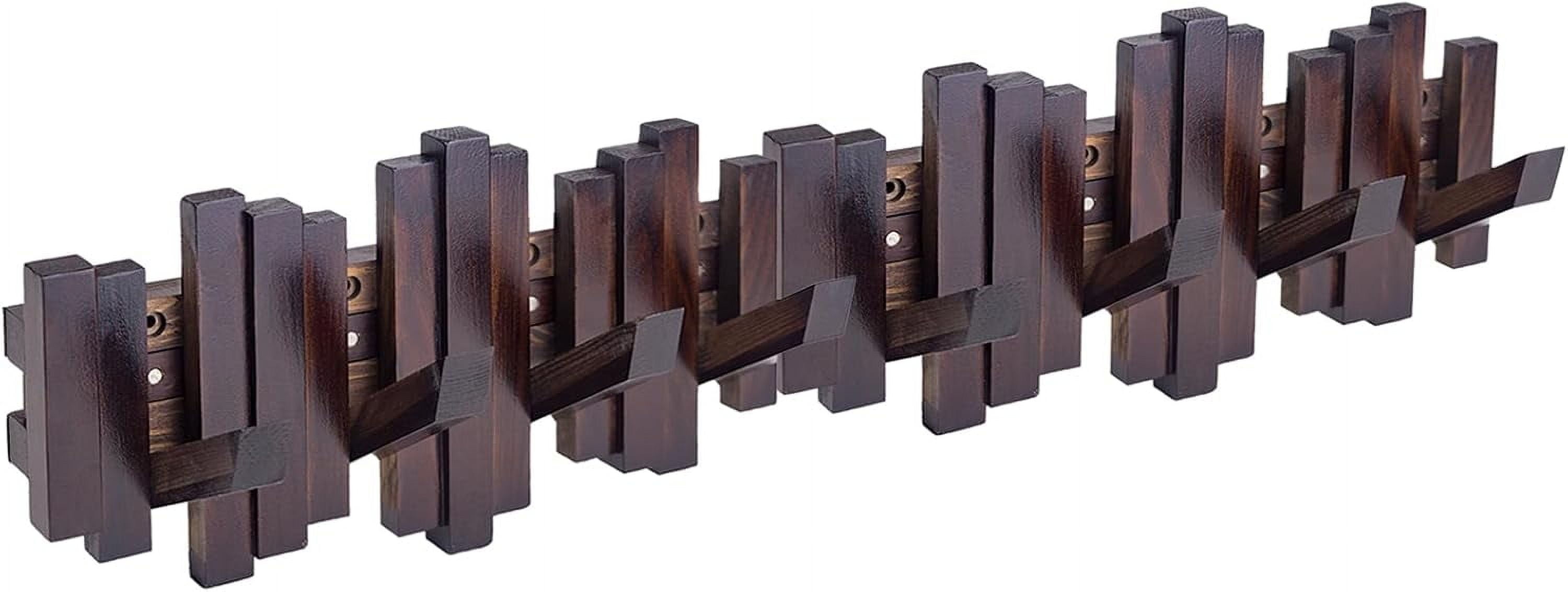 2Pcs Natural Wood Wall Mounted Piano Coat Rack,Wall Coat Rack with 4 ...