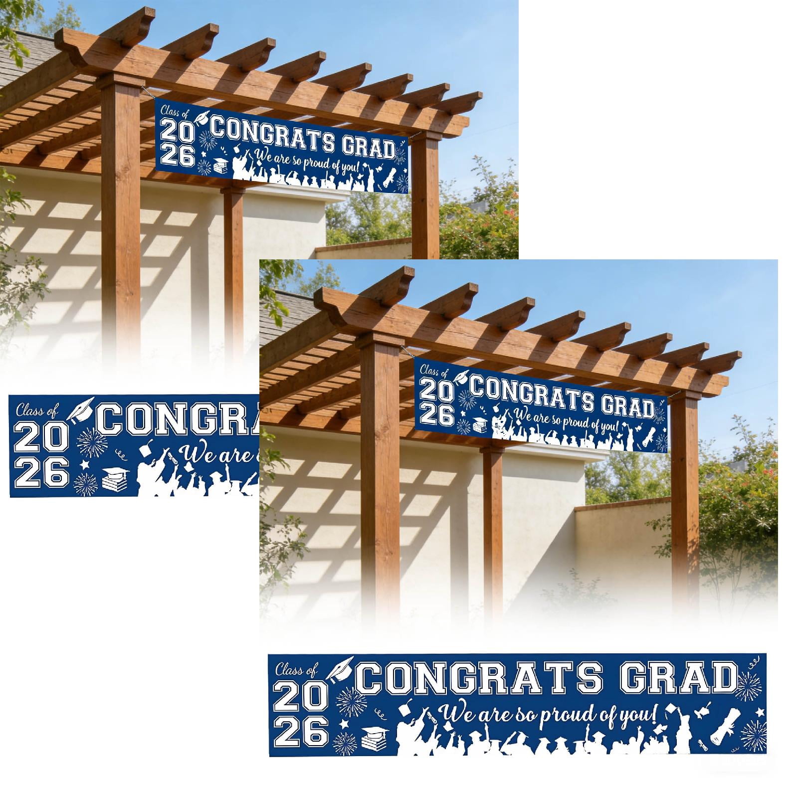 2Pcs Navy Blue Graduation Yard Banner 2026 Proud Of Graduates Large ...