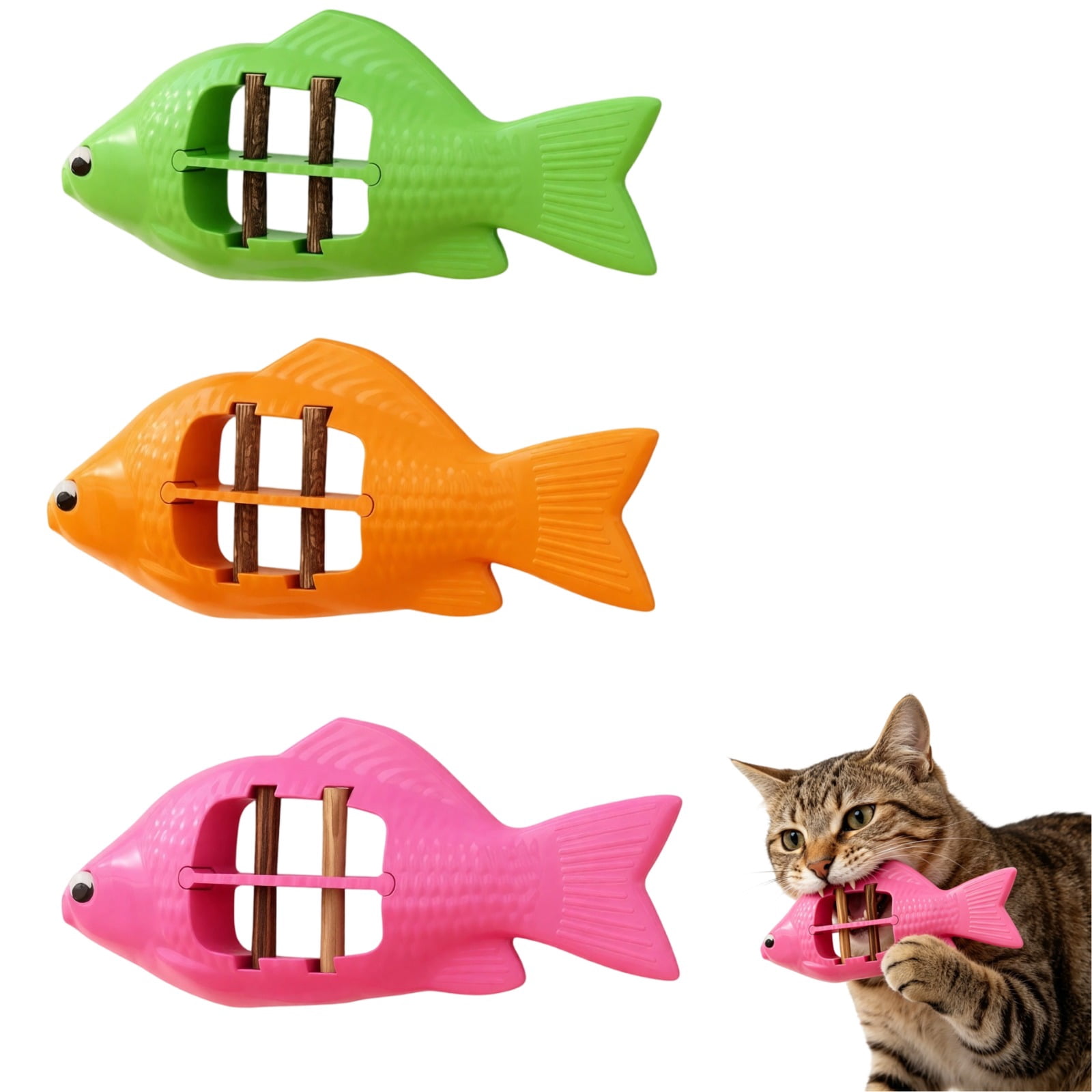 2Pcs New Fish Bone Cat Chew Toy, Silvervine Teeth Cleaning Stick ...