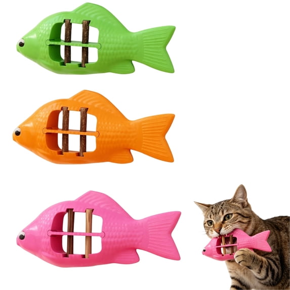2Pcs New Fish Bone Cat Chew Toy, Silvervine Teeth Cleaning Stick ...