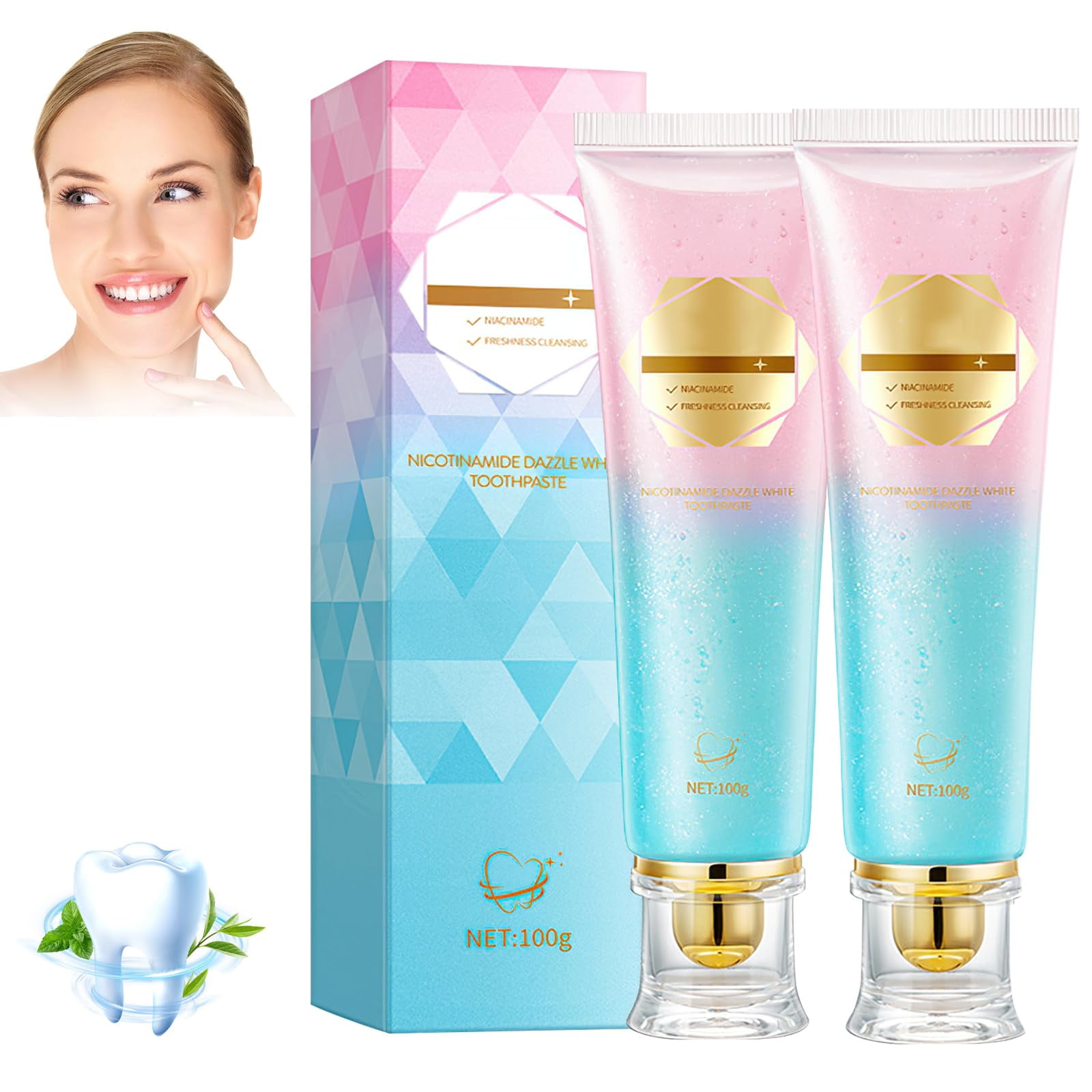 2Pcs Niacinamide Whitening Toothpaste SSF20 Acssart Radiant White Toothpaste,Niacinamide ...