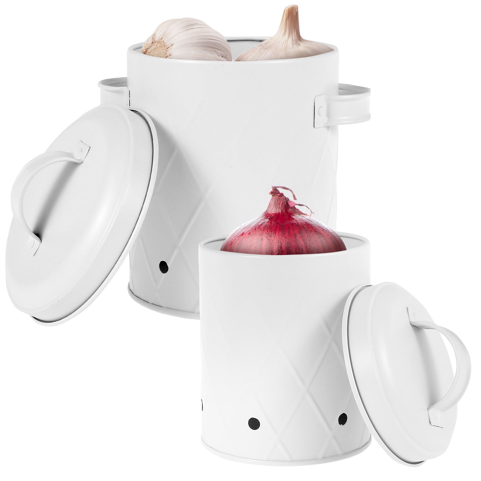 2Pcs Onion Storage Canister 2 Sizes Potato Storage Bins Carbon Steel ...