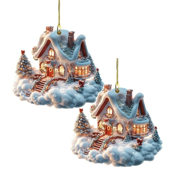 2Pcs Open Bo X D Eals Clear An Ce Christmas Hanging Shape Pendant ...