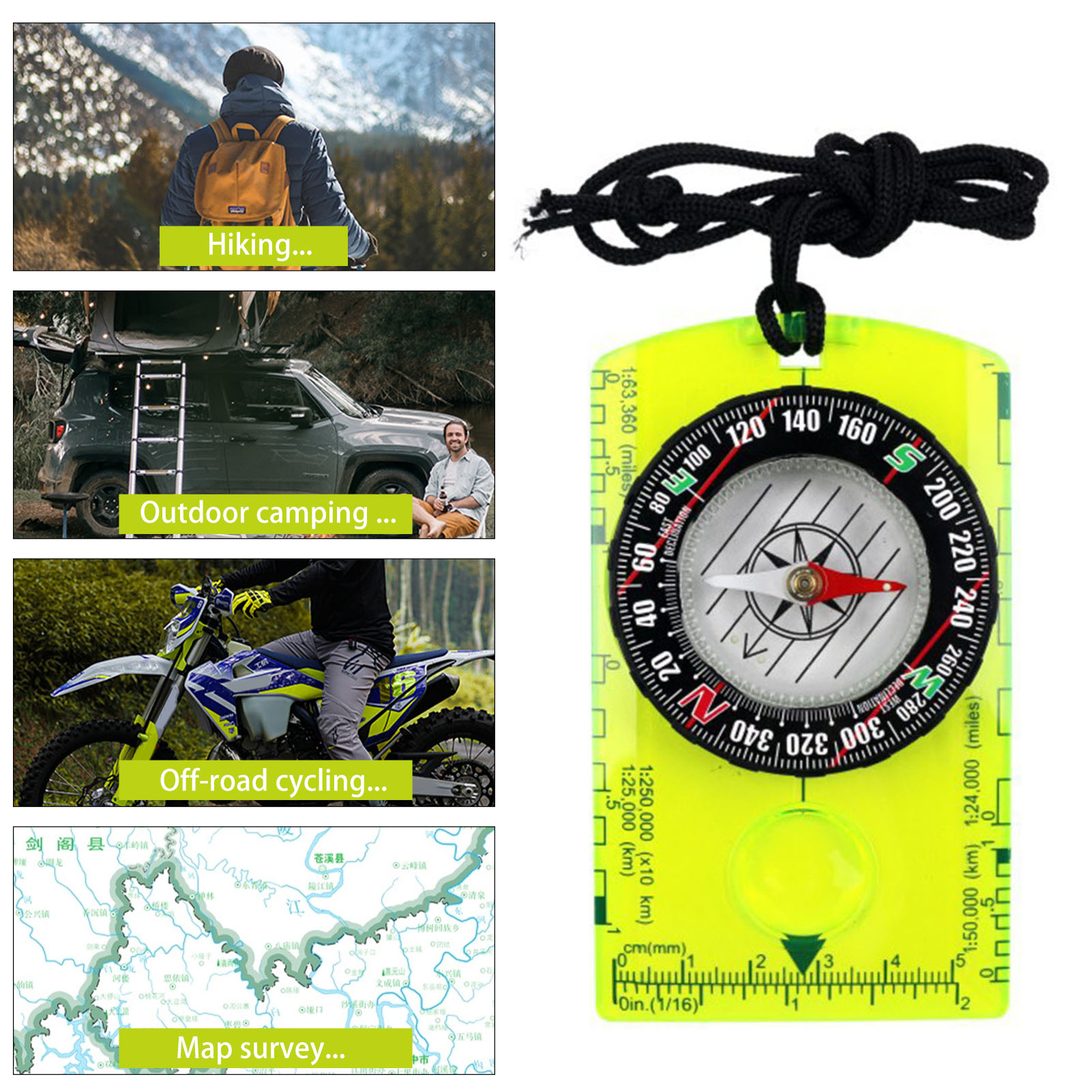 2Pcs Orienteering Compass Easy to Read Waterproof Compact Size Portable ...