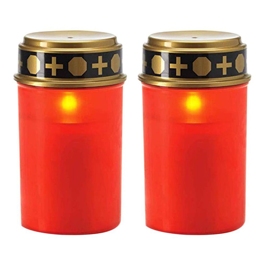 2Pcs Outdoor Cemetery Ritual Waterproof Candle Lamp Solar Powered ...