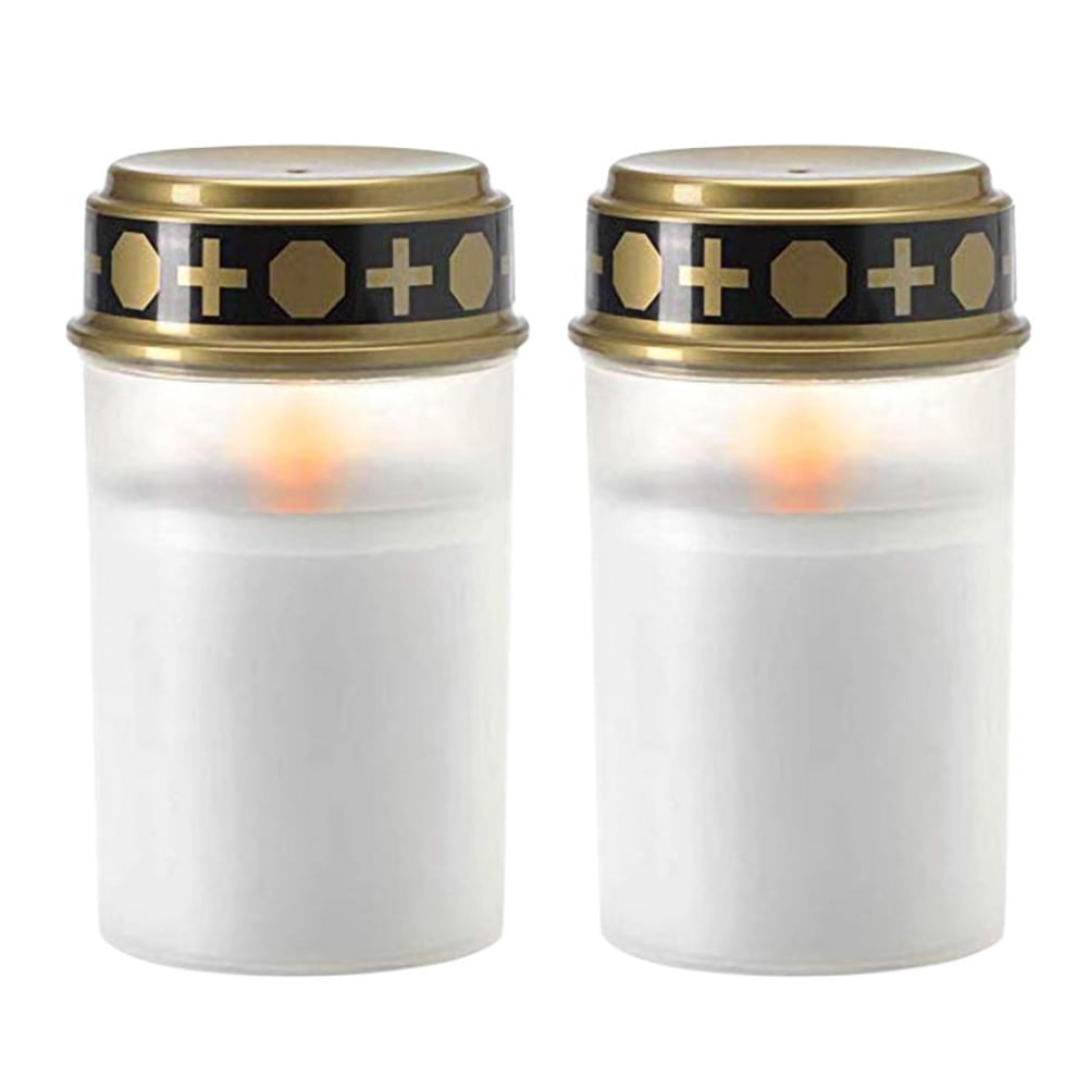 2Pcs Outdoor Cemetery Ritual Waterproof Candle Lamp Solar Powered ...