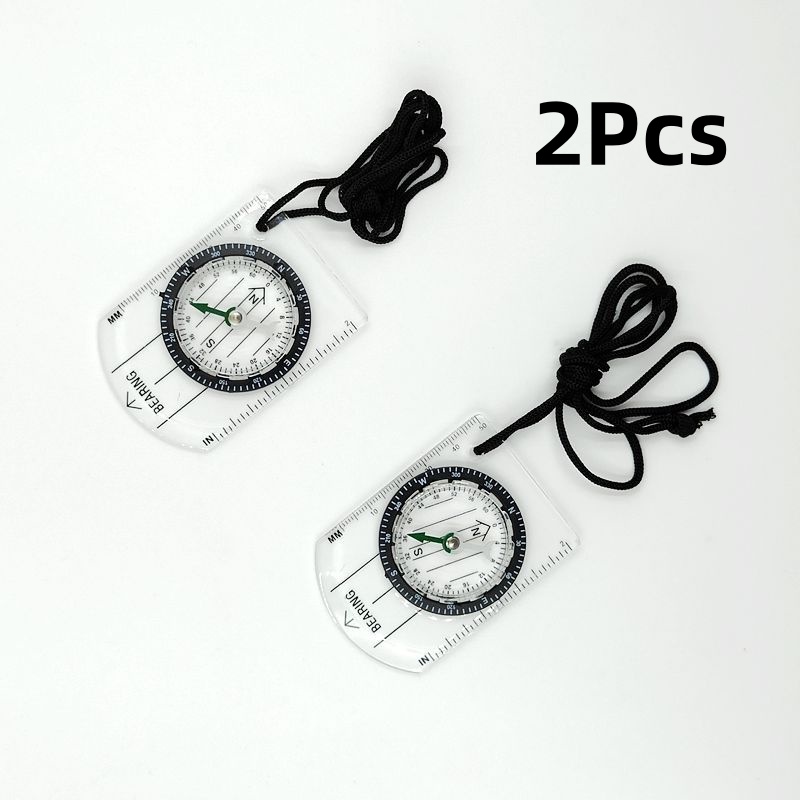 2Pcs Outdoor Transparent Mini Acrylic Scale Compass Map Scale Lanyard ...