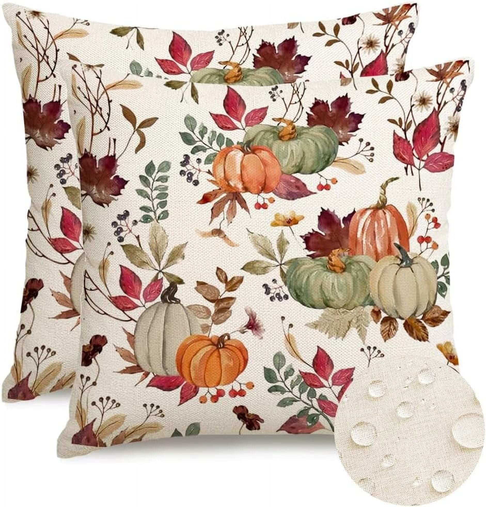 2Pcs Outdoor Waterproof Fall Pillow Covers 18x18 Inch, Fall Outdoor ...