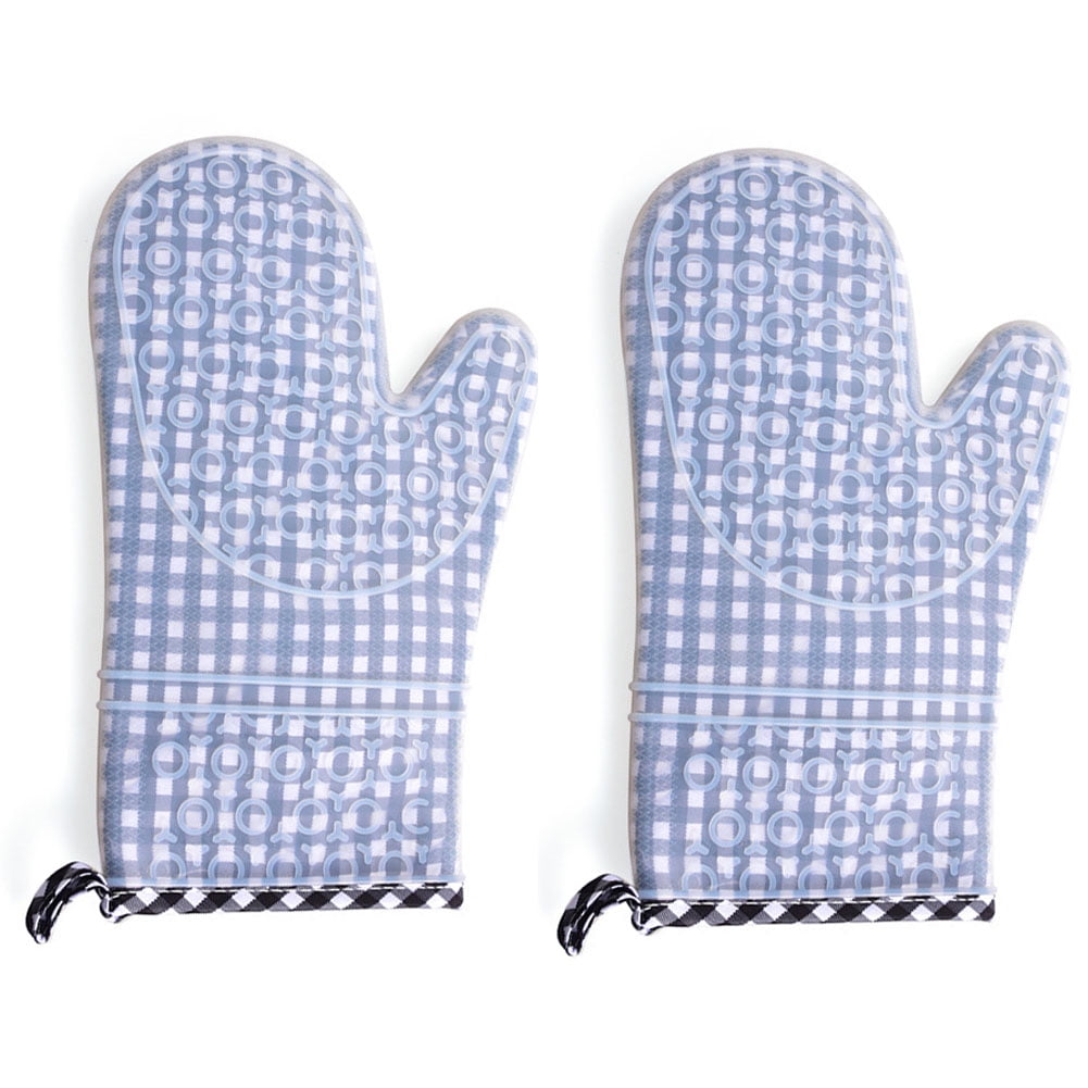 2Pcs Oven Mitts with Transparent Clear Silicone Shell and Cotton Lining ...