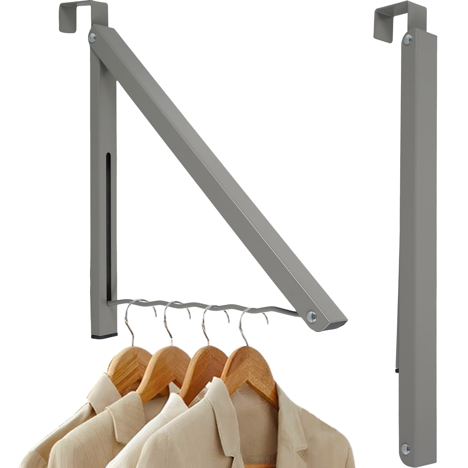 2Pcs Over The Door Hanger Metal Foldable Hanging Rack 20lbs Weight ...