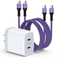 2Pcs PD & QC 20W Dual Port Charger Block with 2Pcs 6FT PD Type C ...