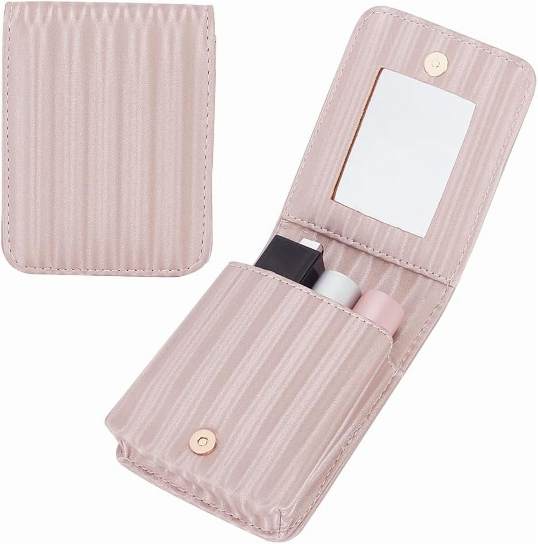 2Pcs PU Leather Lipstick Case with Mirror PU Leather Makeup Lipstick ...