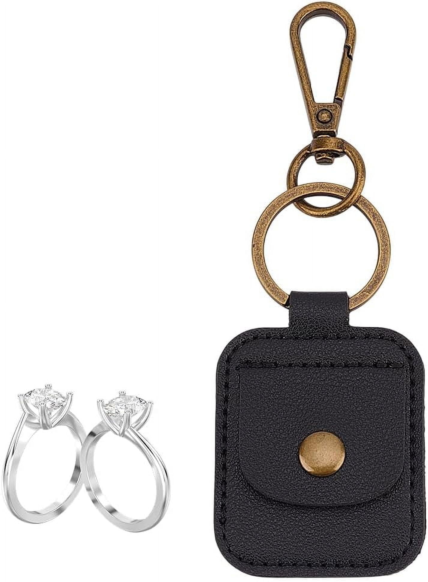 2Pcs PU Leather Ring Holder Keychain Pendant Decoration with Iron ...