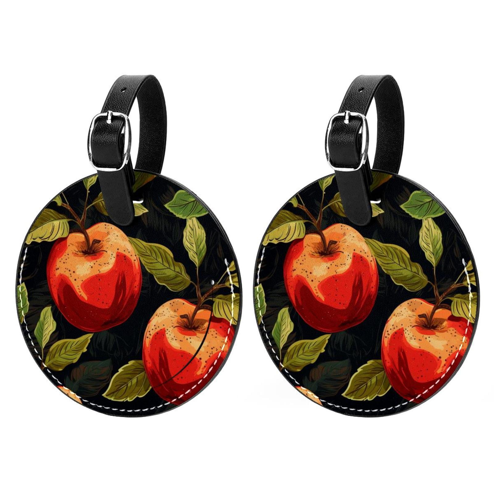 2Pcs PU Leather Round Luggage Tags with Privacy Cover and Name ID Tag ...