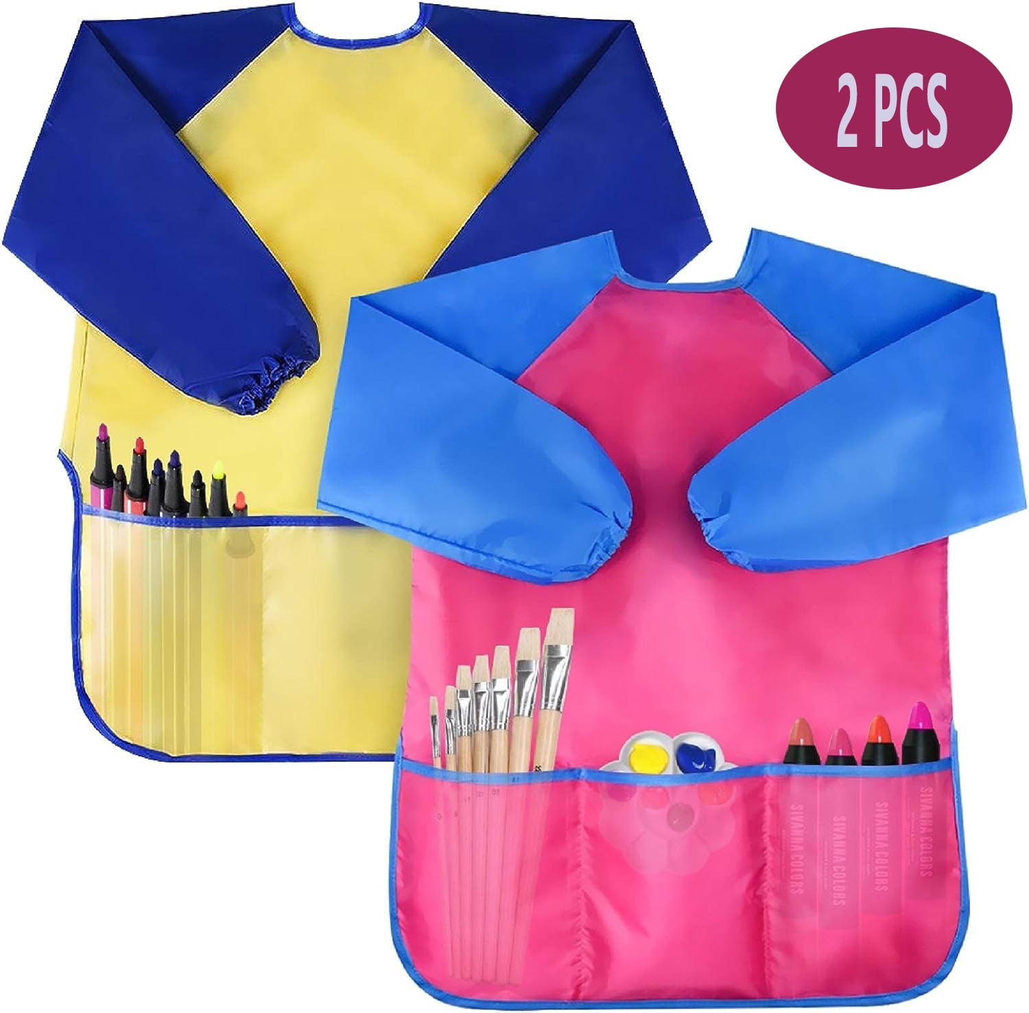2Pcs Painting Aprons for 3-8 Years Kids ,Waterproof Art Smocks, Long ...