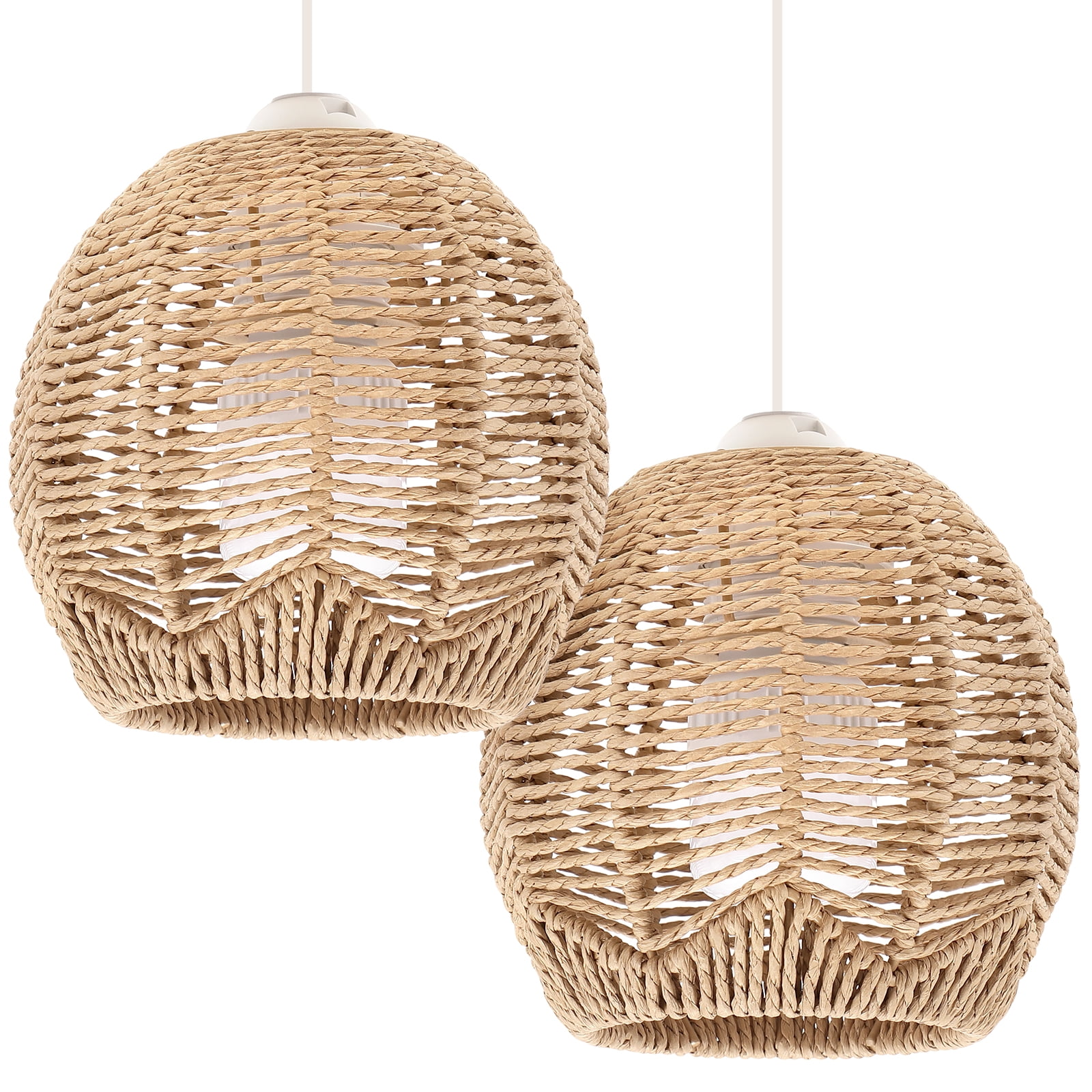 BESTONZON Khaki Woven Lamp Shade for Cup Use Retro Style Paper Rope ...
