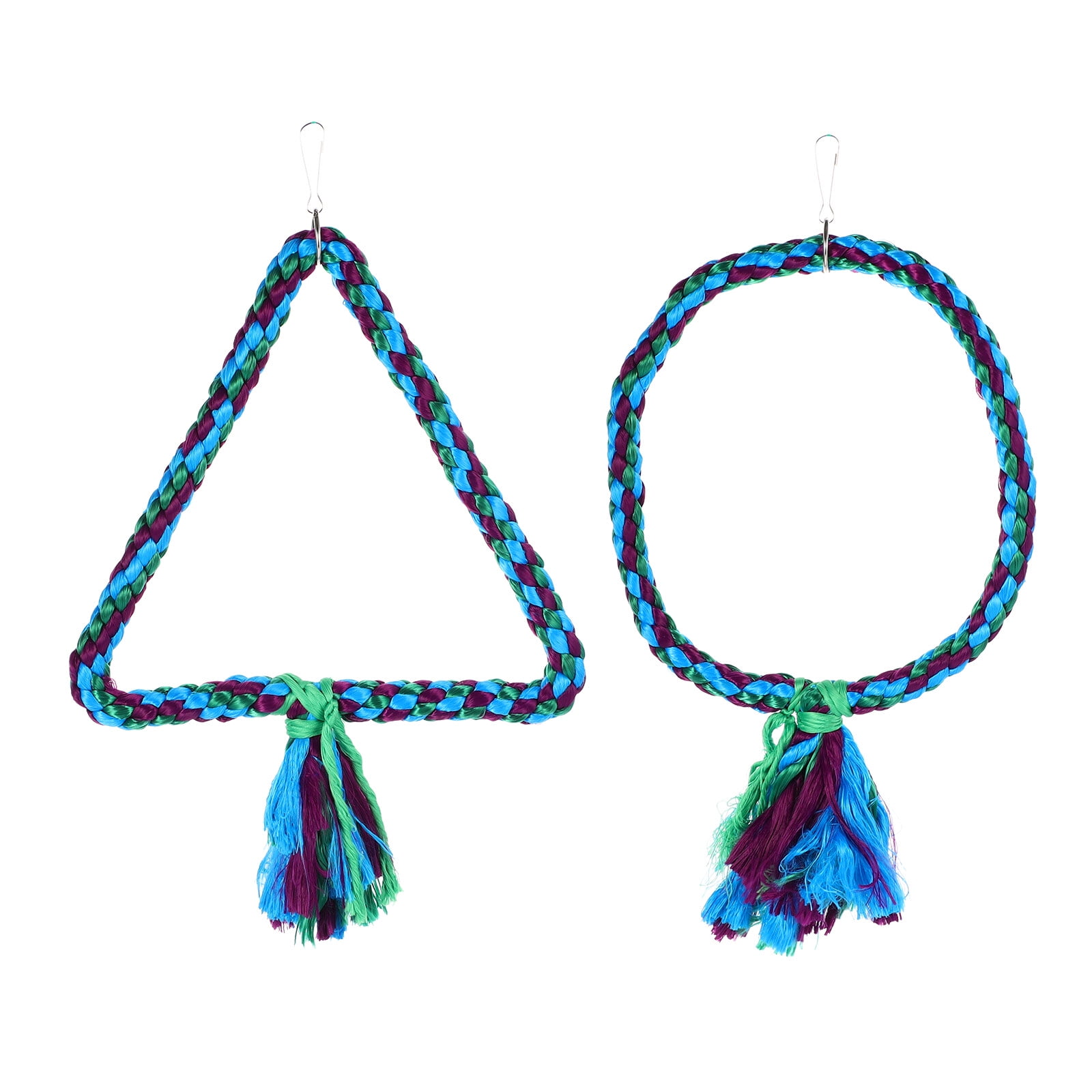 2Pcs Parrot Swing Toys Bird Triangle and Round Swing Hanging Chewing ...