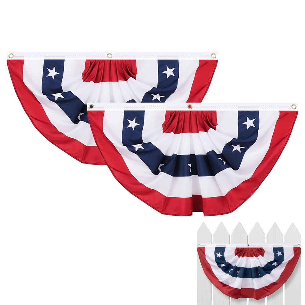 2Pcs Patriotic Decorations, 4th of July Pleated Fan Flags American US ...