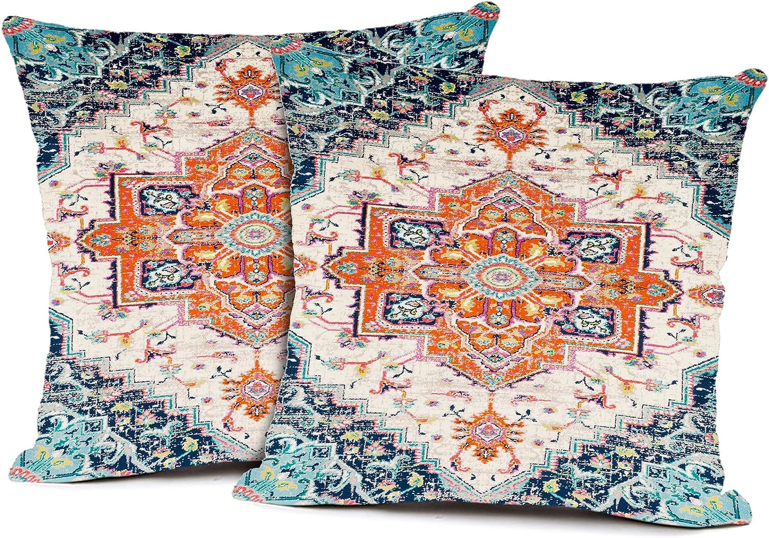 2Pcs Pattern Carpet Boho Style Ethnic Design Gold Blue Decoration ...