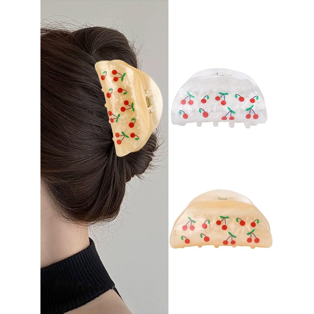 2Pcs Pattern Claw Hair Clips 2 Styles Acrylic Mixed Colors 2.56in 3 ...