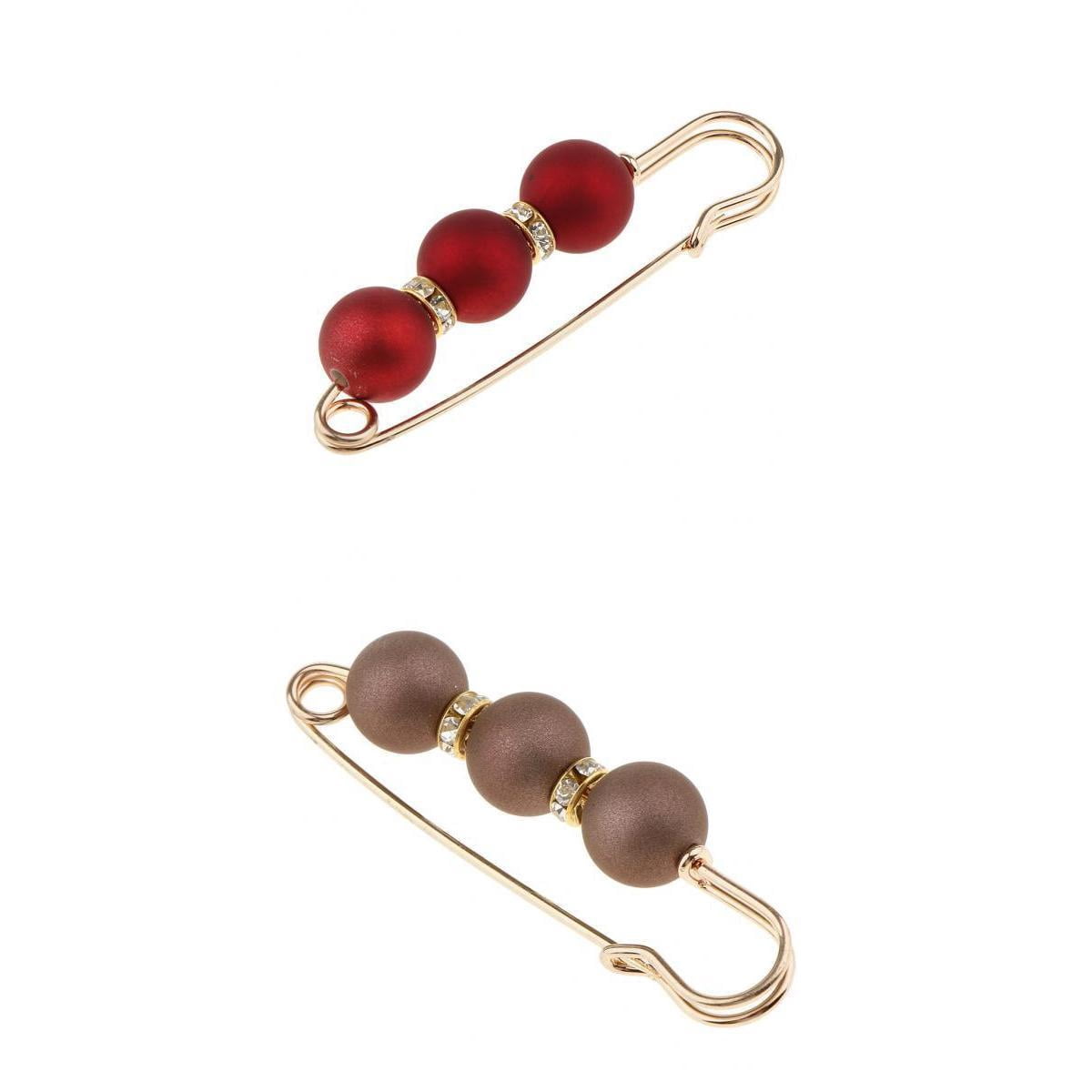 2Pcs Pearl Brooch Pins Collar Coat Pin Jewelry Alloy Decorative Pins ...