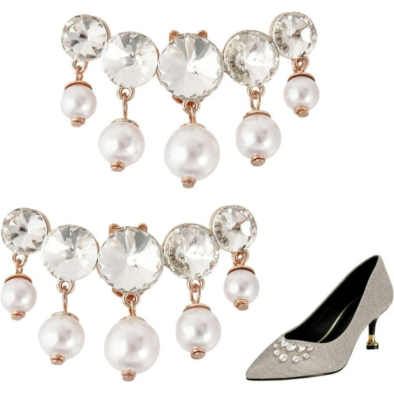2Pcs Pearl Shoes Clips for Pumps Rhinestone Shoe Decorations with ...