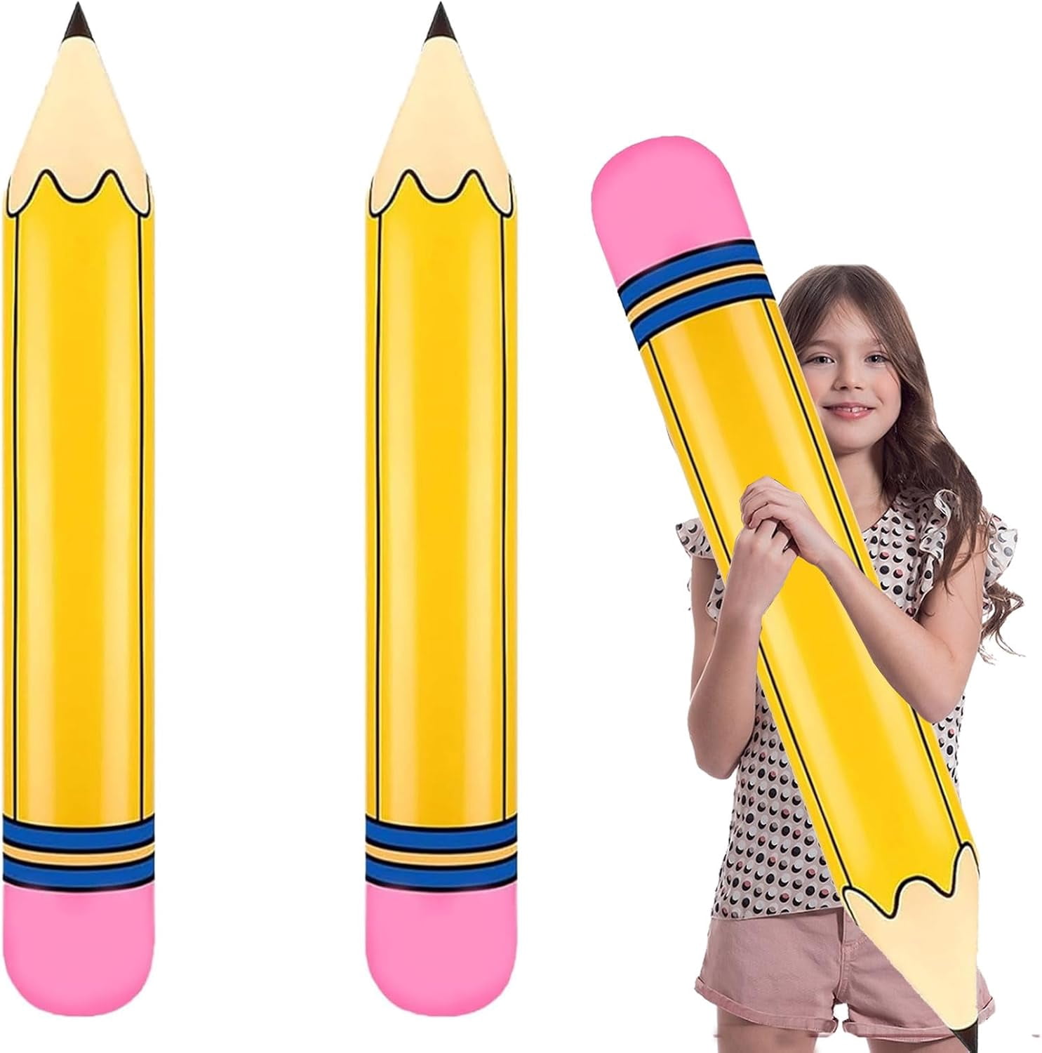 2Pcs Pencil Balloons,Back to School Foil Balloon,27In Yellow Pencil ...
