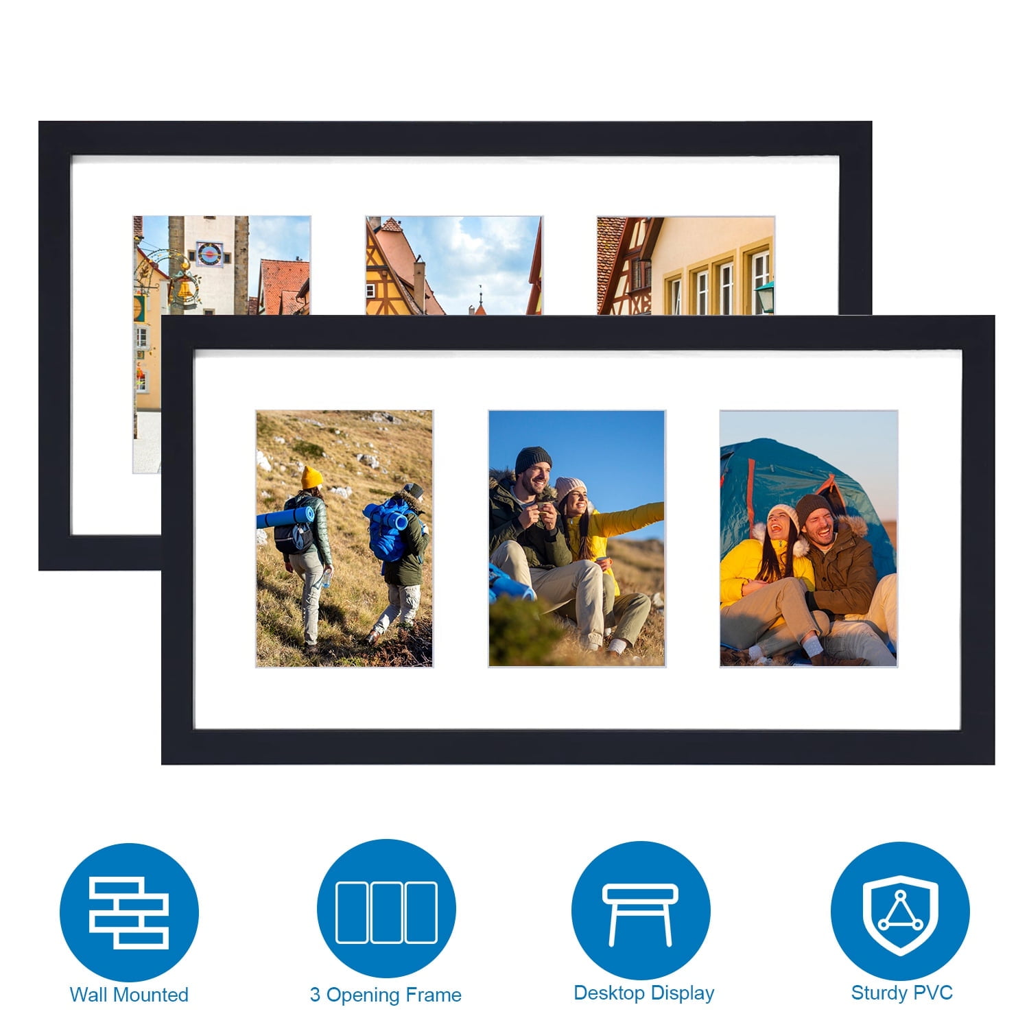 2Pcs Picture Frame TeqHome 20.8x10.8 Collage Black Gallery Photos Frame ...