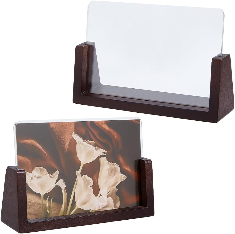 2Pcs Picture Frame with Wood Base 4x6 Inch Small Solid Walnut oto Frame ...
