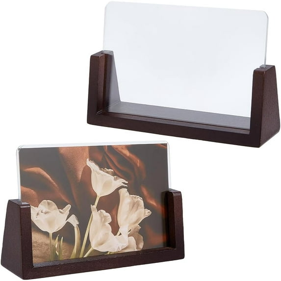 2Pcs Picture Frame with Wood Base 4x6 Inch Small Solid Walnut oto Frame ...