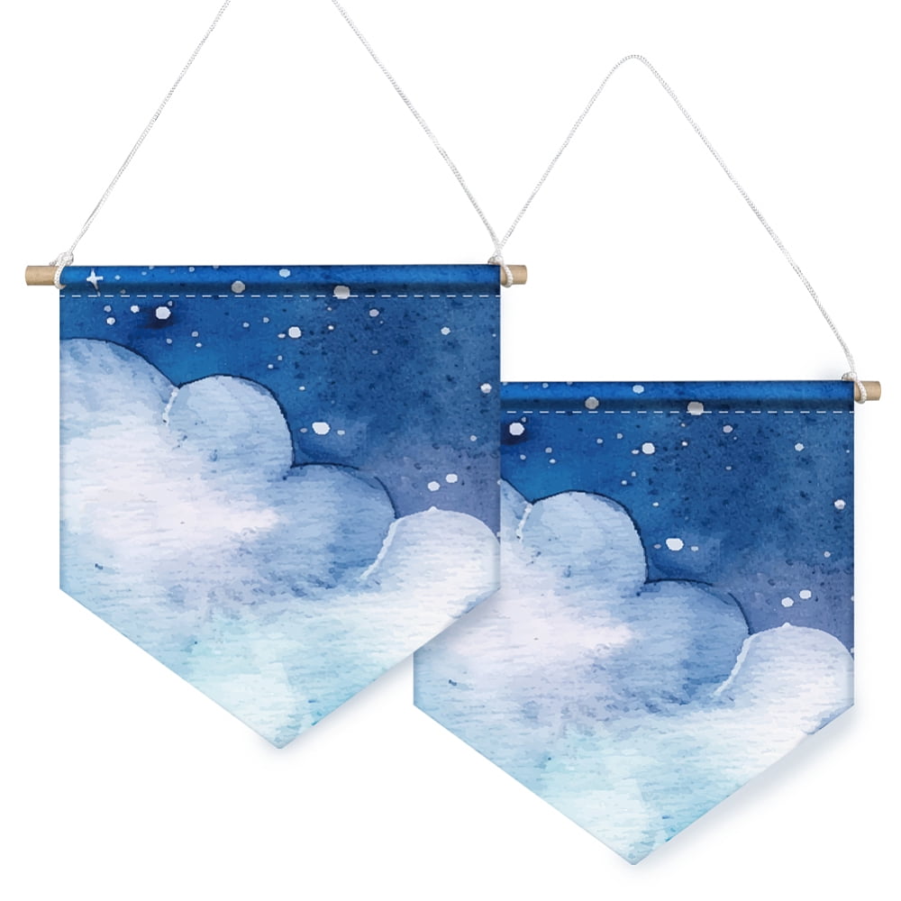 2Pcs Pin Display Banner Cloud and Star Patterns Wall Hanging Banners ...