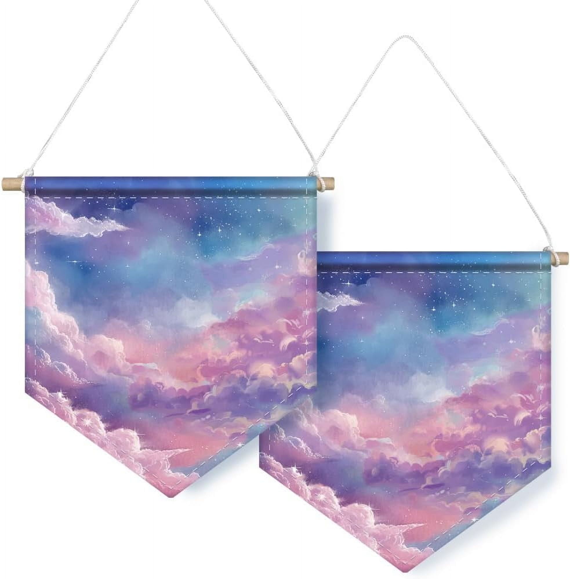 2Pcs Pin Display Banner Colorful Clouds Patterns Wall Hanging Banners ...