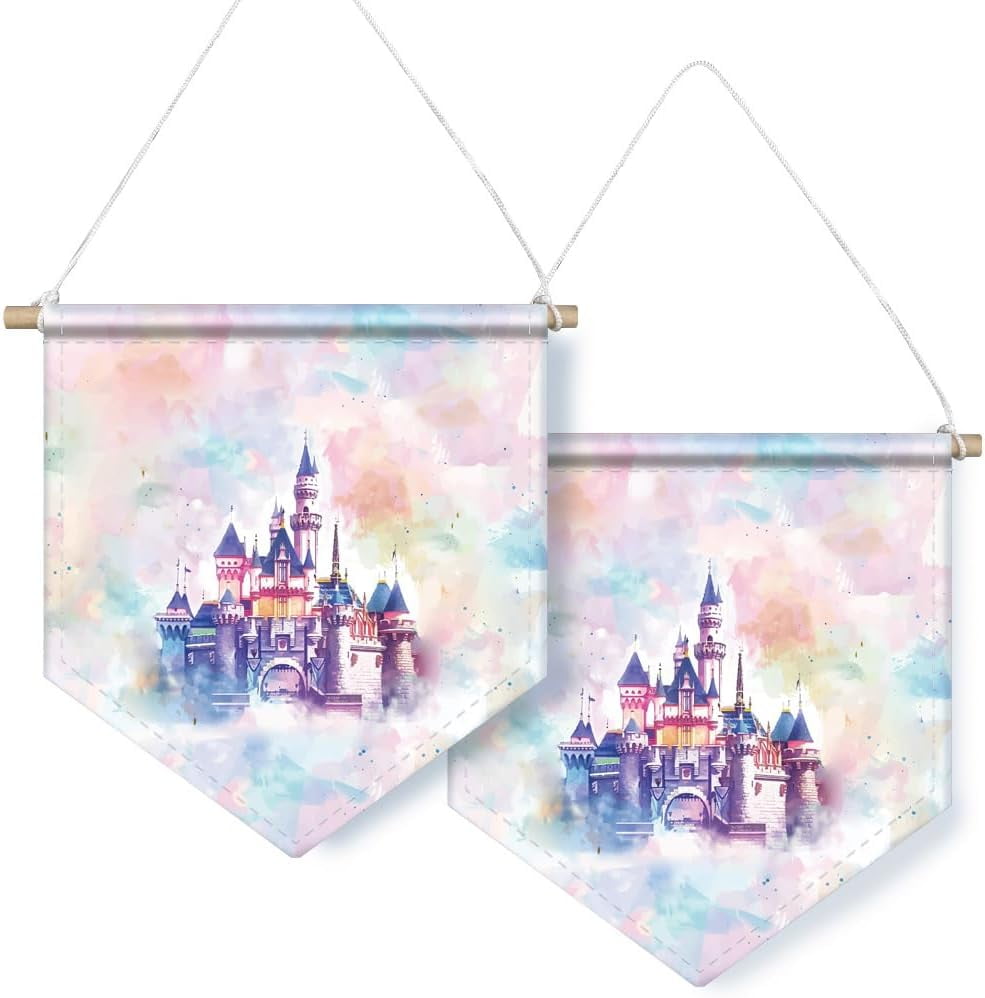 2Pcs Pin Display Banner Dream Castle Patterns Wall Hanging Banners with ...