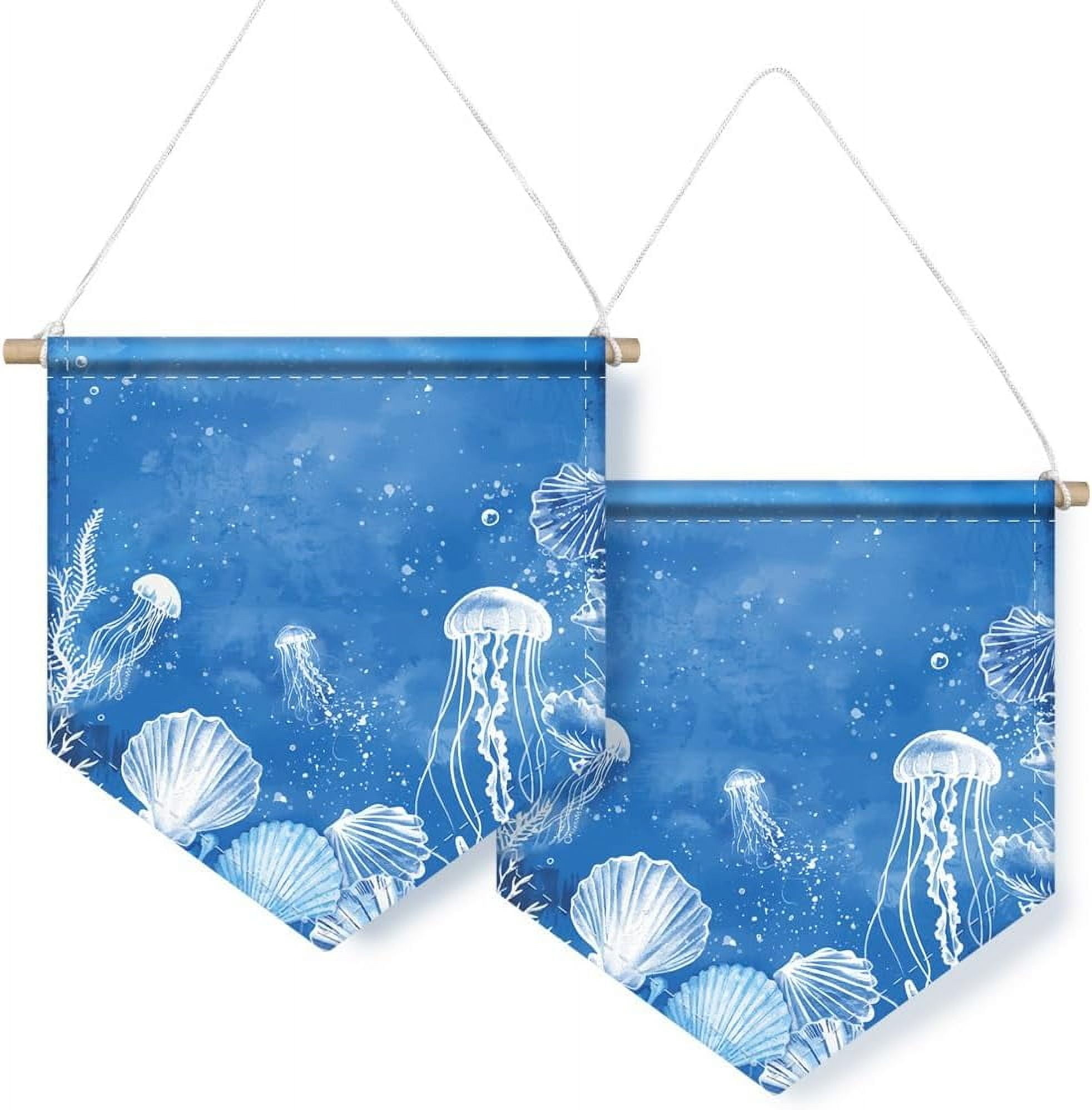 2Pcs Pin Display Banner Sea Coral Shell Patterns Wall Hanging Banners ...