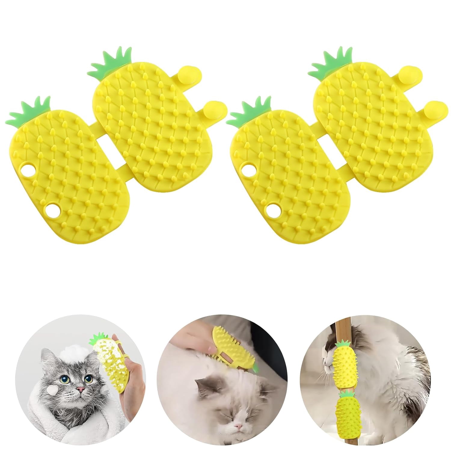 2Pcs Pineapple Cat Self Groomer and Corner Brush, Reduce Shedding ...