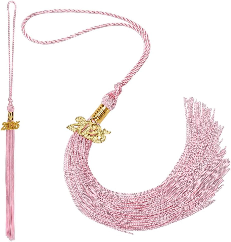 2Pcs Pink Graduation Tassel 2025 Tassels for Bachelor Caps with Golden ...