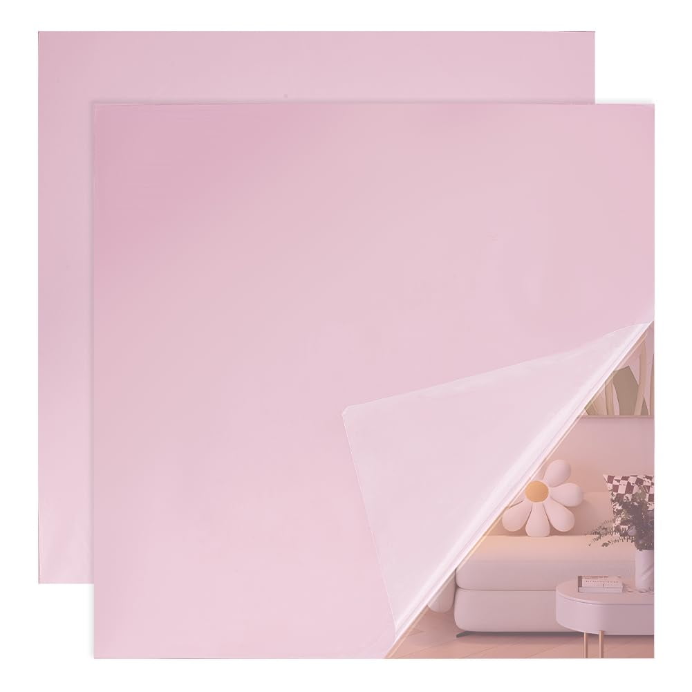 2Pcs Pink Mirror Acrylic Sheets 11.8x11.8 Inch Square Reflective Sheets ...
