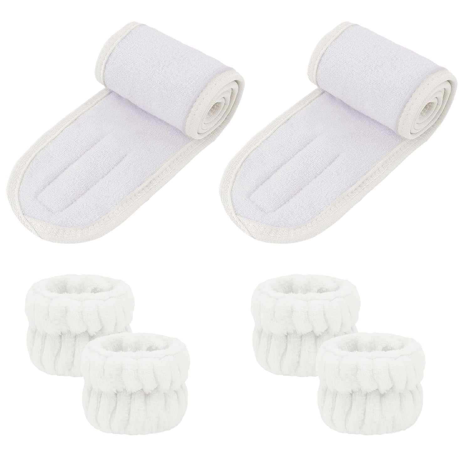 2Pcs Pink Spa Headbands for Washing Face 4Pcs Wrist Washbands ...