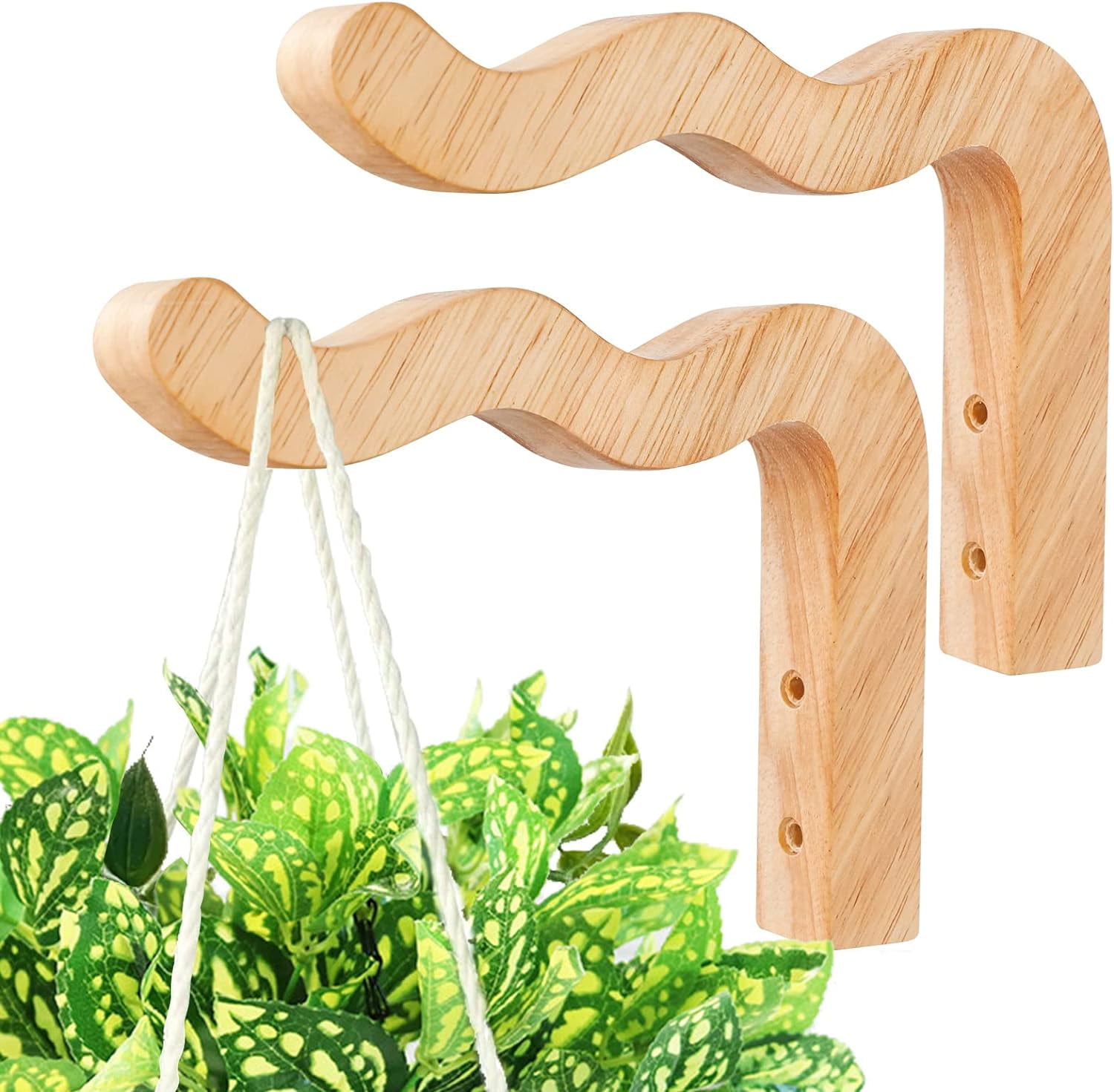 2Pcs Plant Hanger, Wall Planters for Indoor Plants, Wooden Wall Mounted ...