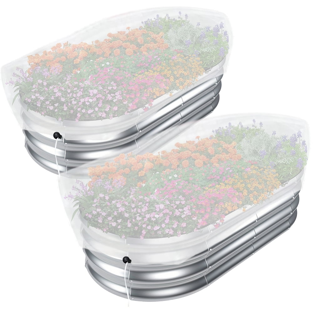 2Pcs Plant Mesh Cover White Polyester Adjustable Rectangular Garden ...