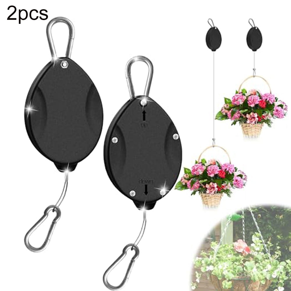2PCS Plant Pulleys for Hanging Plants,Auto Raise and Pull Down ...