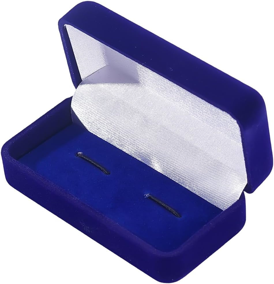 2Pcs Plant Velvet Cufflinks Boxes Midnight Blue Classic Rectangle Cuff ...