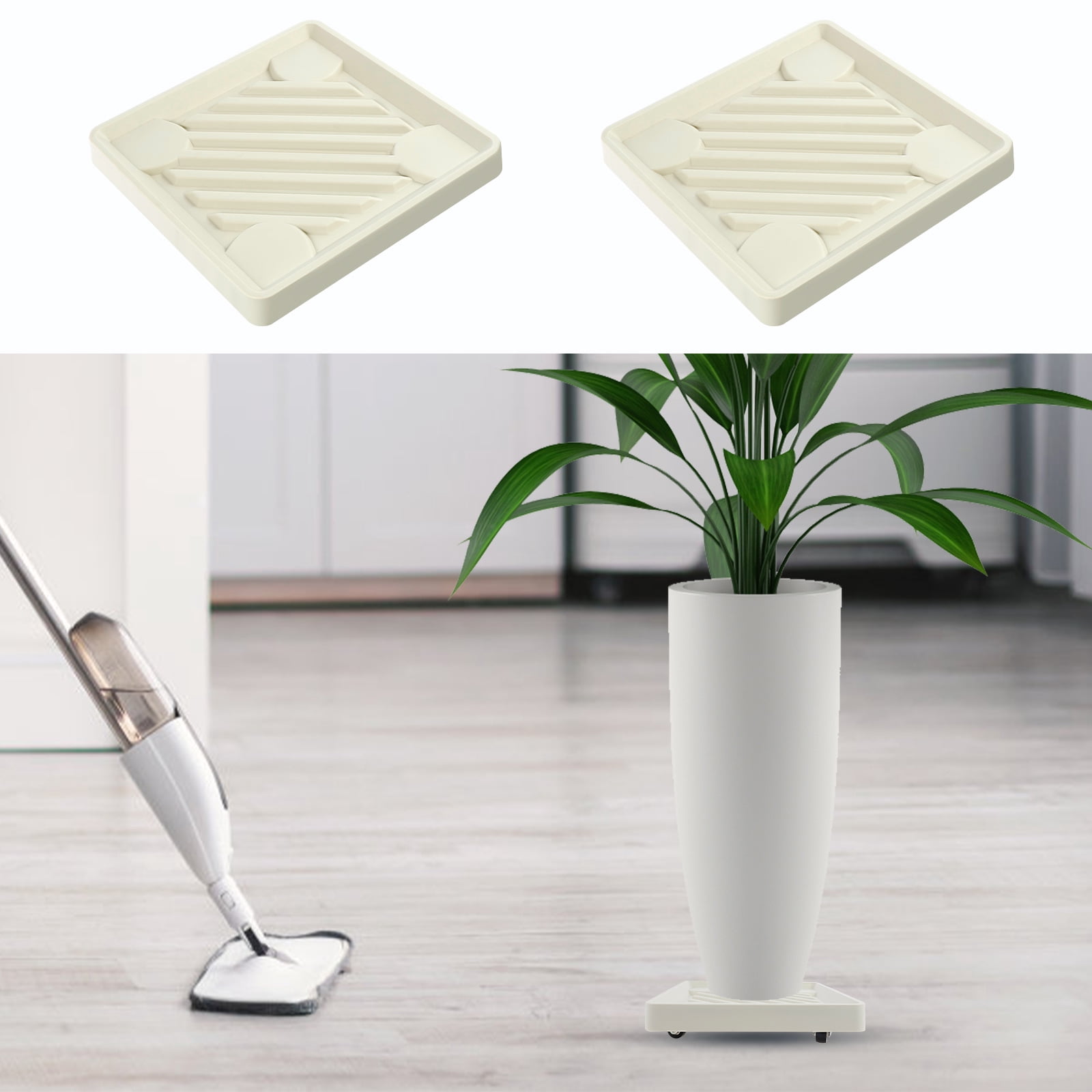 2Pcs Planter Caddy with Wheels Square Rolling Planter Stand Heavy Duty ...