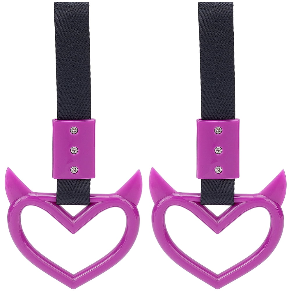 2Pcs Plastic Devil Heart Rear Bumper Warning Handle Ring Auto Interior ...